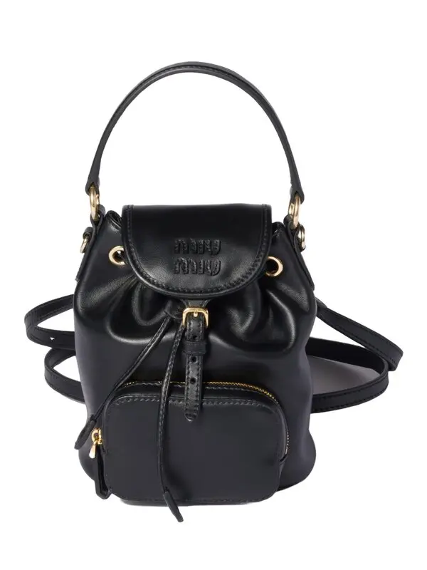 Miu Miu Logo Detailed Mini Backpack - Black