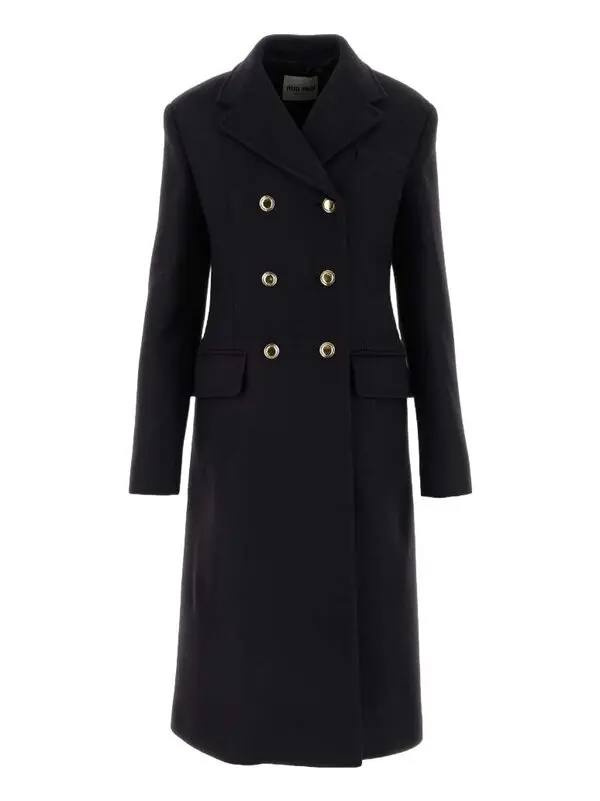 Miu Miu Long-sleeved Double-breasted Coat - Blue