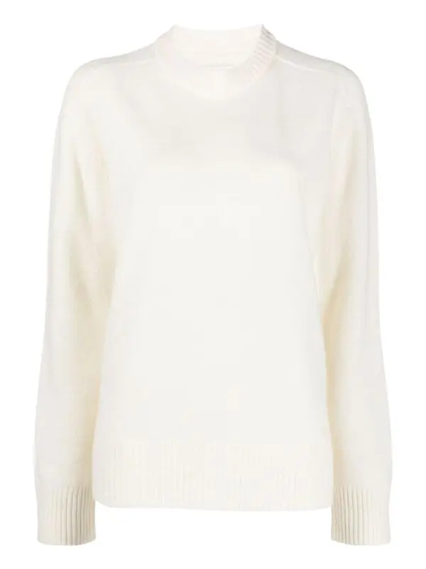 LOULOU STUDIO Long-sleeved Round Neck Sweater With Embroidery - Ivory