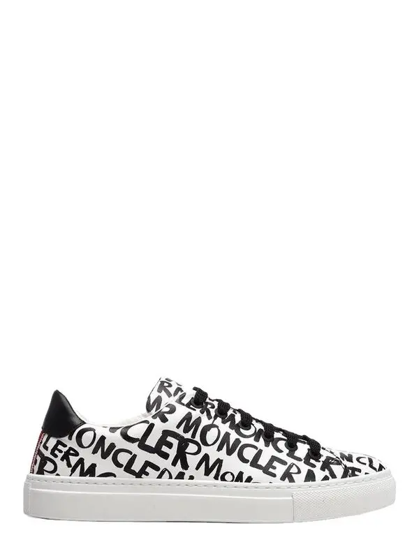 Moncler Printed Lace-up Sneakers - White