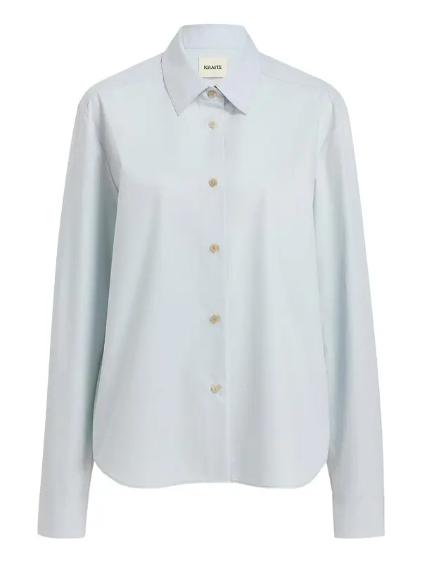 Khaite Cotton Poplin Shirt With Drop Shoulder - Ice-blue