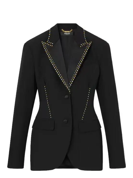 Versace Single-breasted Stud-embellished Blazer - Black