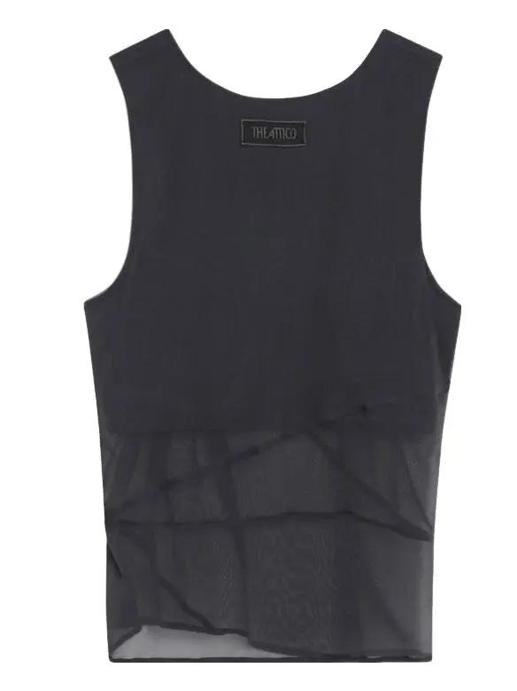 Attico Draped Sheer Top - Gray