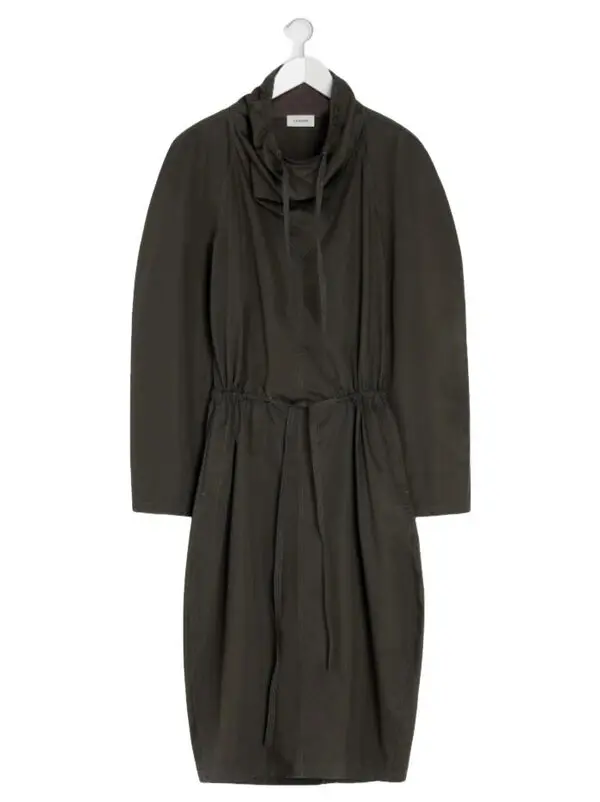 LEMAIRE High Neck Drawstring Dress - Dark Espresso