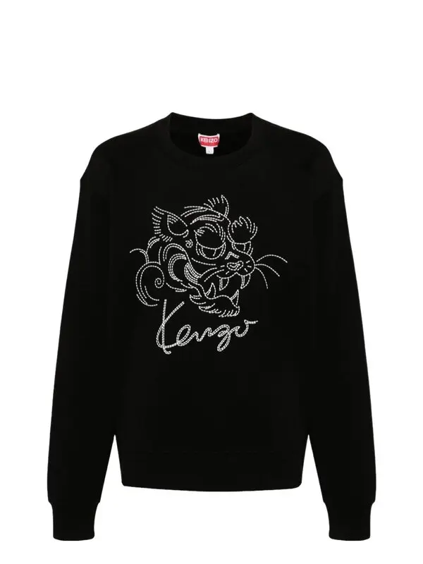 Kenzo Crewneck Drop Shoulder Sweatshirt With Logo Detail - Black