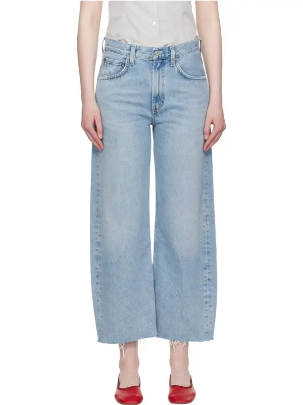 AGOLDE Low Curve Frayed Hem Jeans - Blue