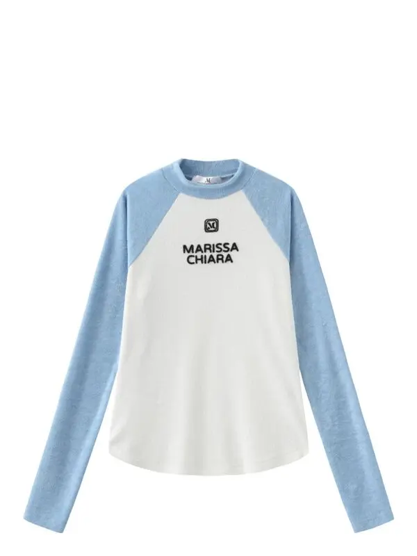 Marissa Chiara Long-sleeved T-shirt With Logo Emblem - Light Blue
