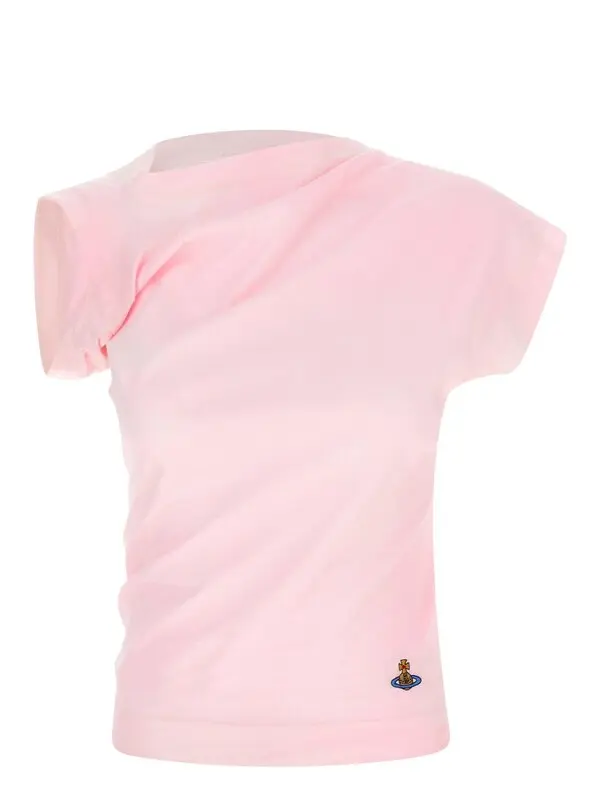 VIVIENNE WESTWOOD Asymmetrical T-shirt With Embroidered Logo - Pink