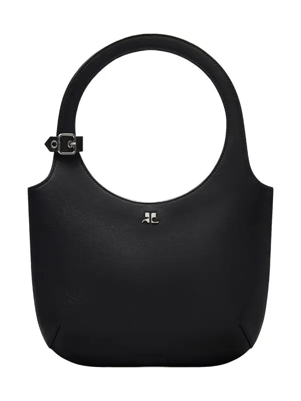 COURREGES Courrèges Logo Plaque Shoulder Bag - Black