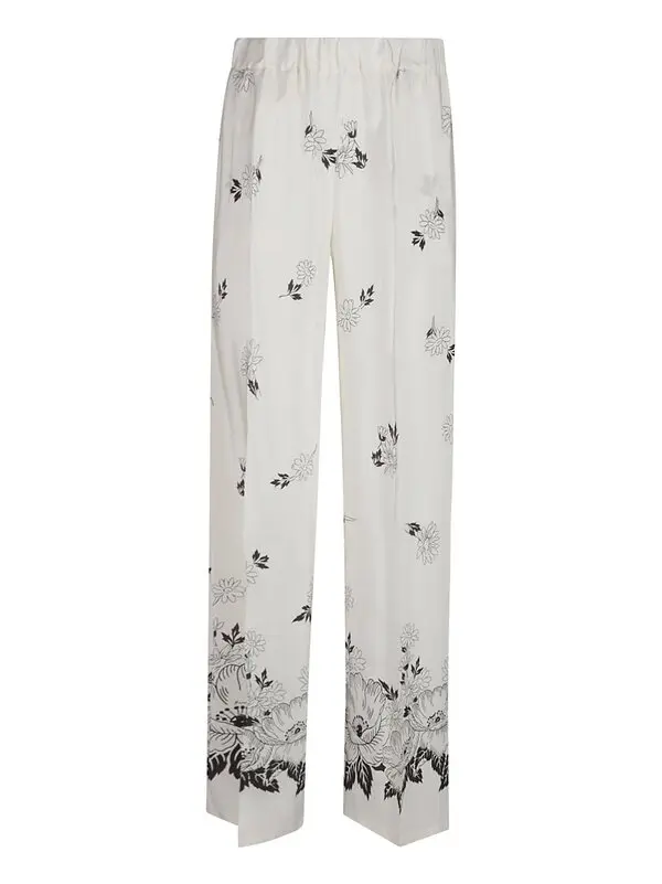 P.a.r.o.s.h Floral Wide Leg Trousers - White
