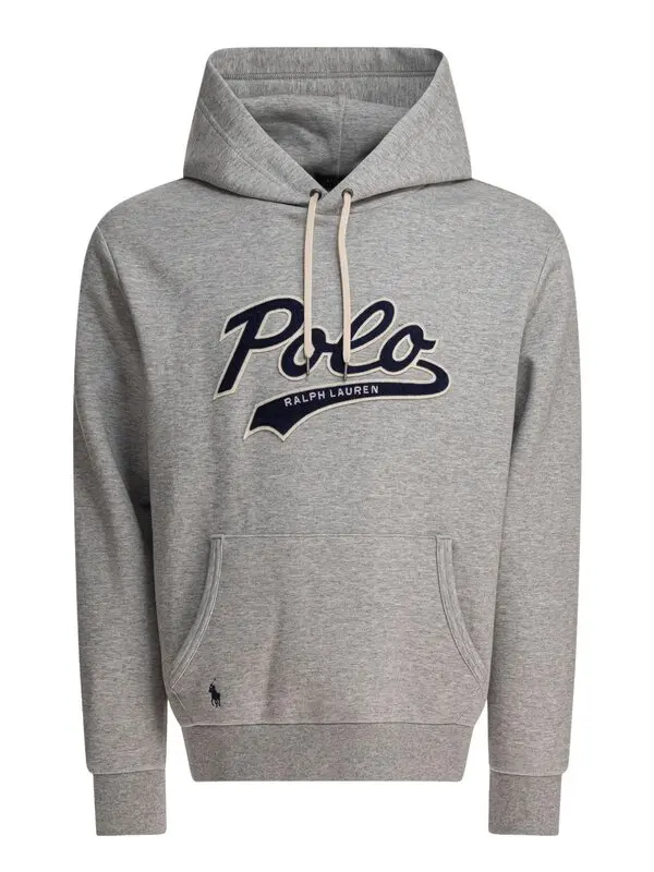Polo Ralph Lauren Double-knit Logo Drawstring Hoodie - Grey