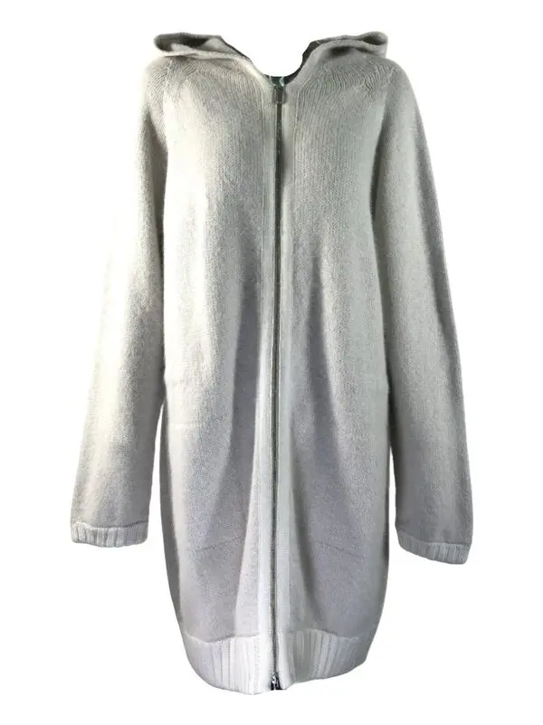 Max Mara Hooded Long-sleeved Knitted Cardigan - Gray