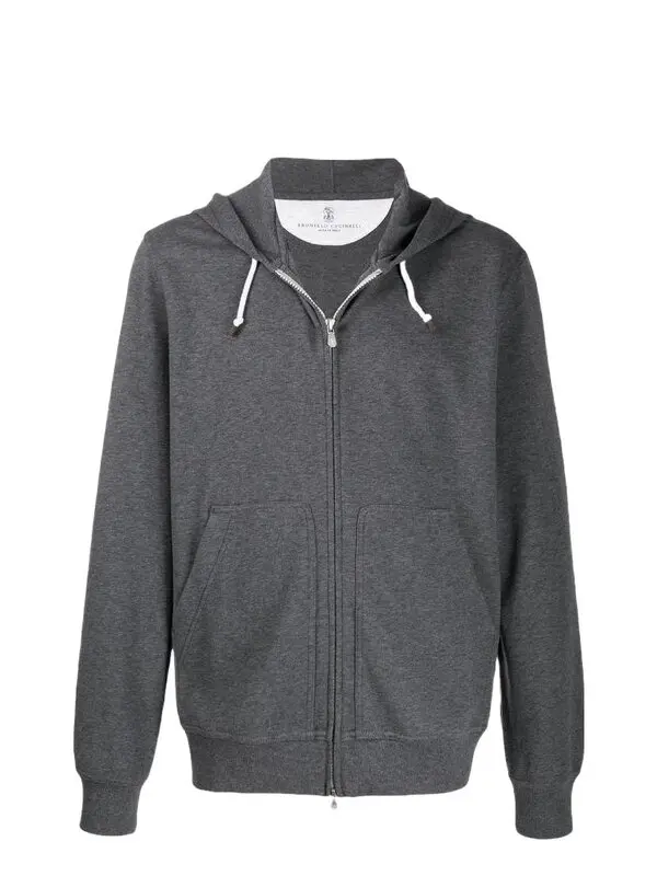 Brunello Cucinelli Zip-up Drawstring Hoodie - Grey