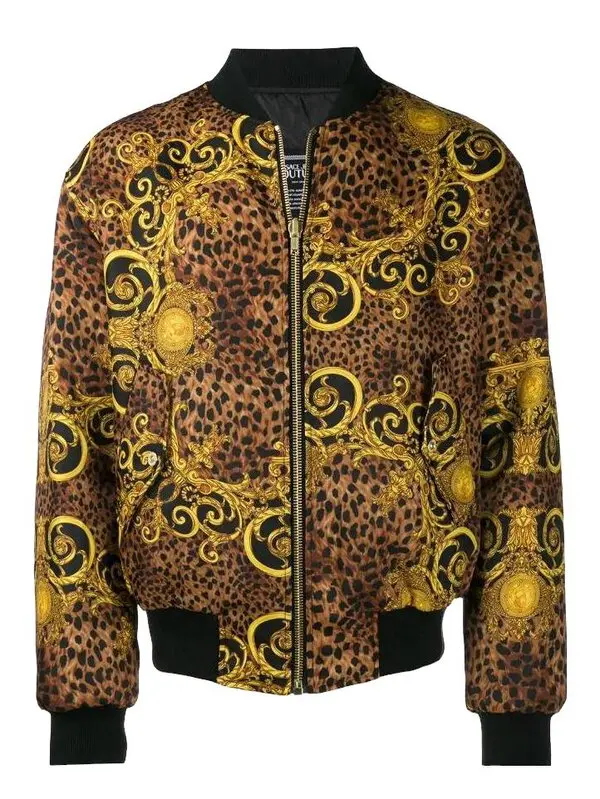 Versace Leopard Print Bomber Jacket - Brown