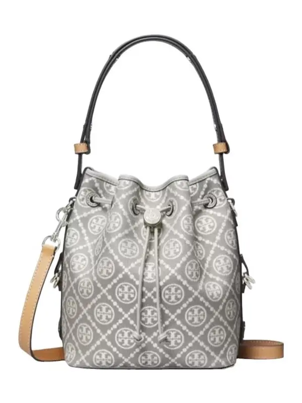 Tory Burch T Monogram Utility Bucket Bag - Grey