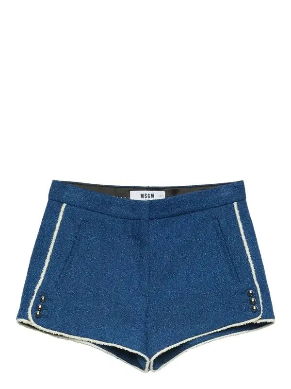 MSGM Striped-edge Mini Shorts - Ocean Blue