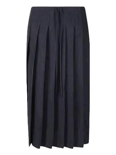 Prada Drawstring Pleated Midi Skirt - Blue