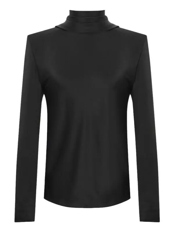 Saint Laurent Cowl-back Long-sleeved Blouse - Black