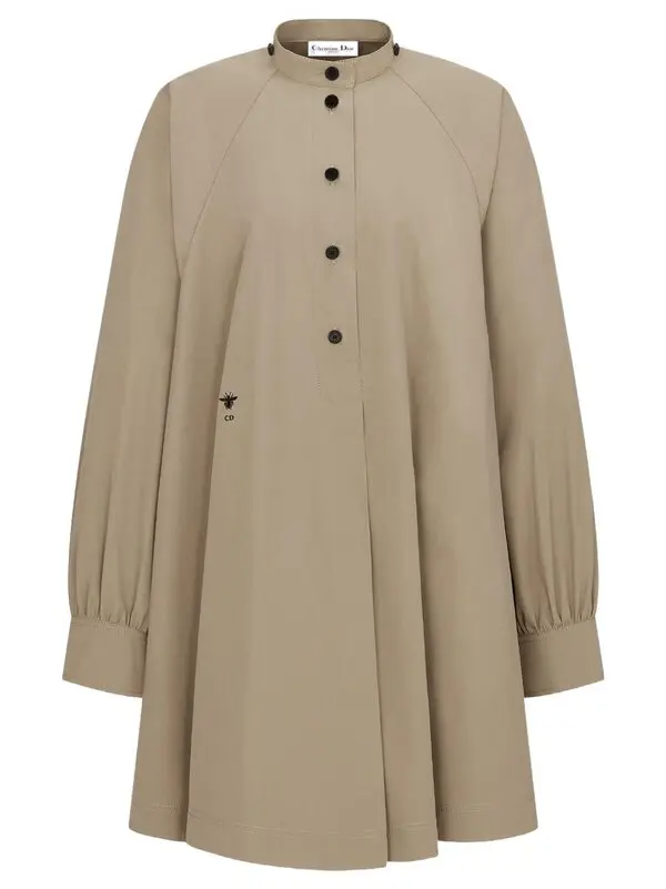 Dior Short Dress With Removable Ruched Collar - Olive