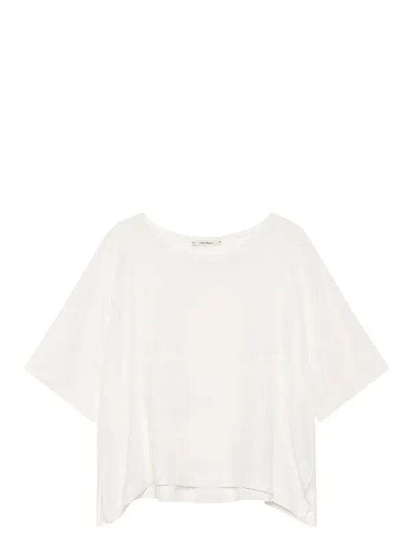 Malìparmi Crepe Round Neck Blouse - Natural White