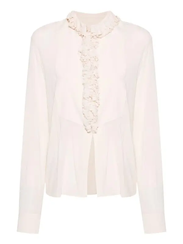 Philosophy Di Lorenzo Serafini Long Sleeve Ruffle Front Shirt - Pink