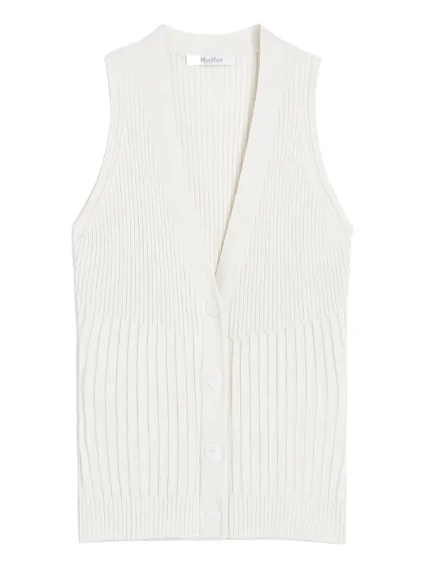 Max Mara Cotton Yarn And Viscose Crepe Gilet - Ivory