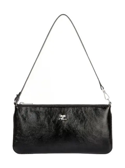 COURREGES Logo Plaque Zipped Pouch Bag - Black