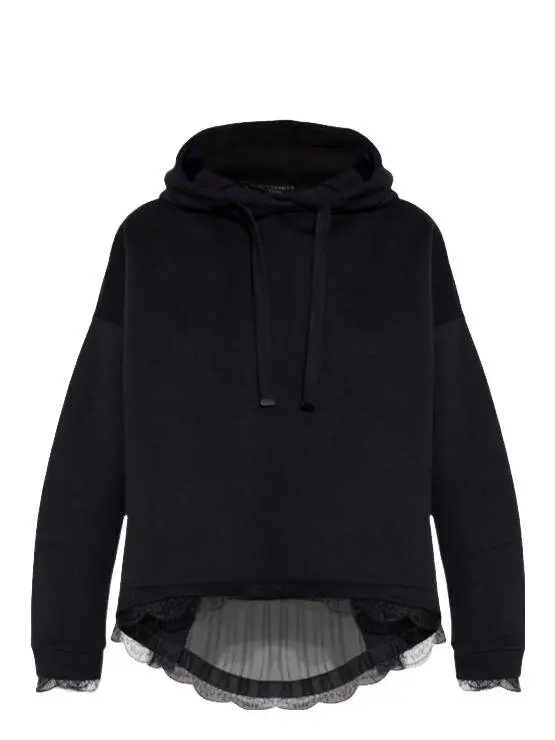 ALLSAINTS Nia Lace Trim Hooded Sweater - Black