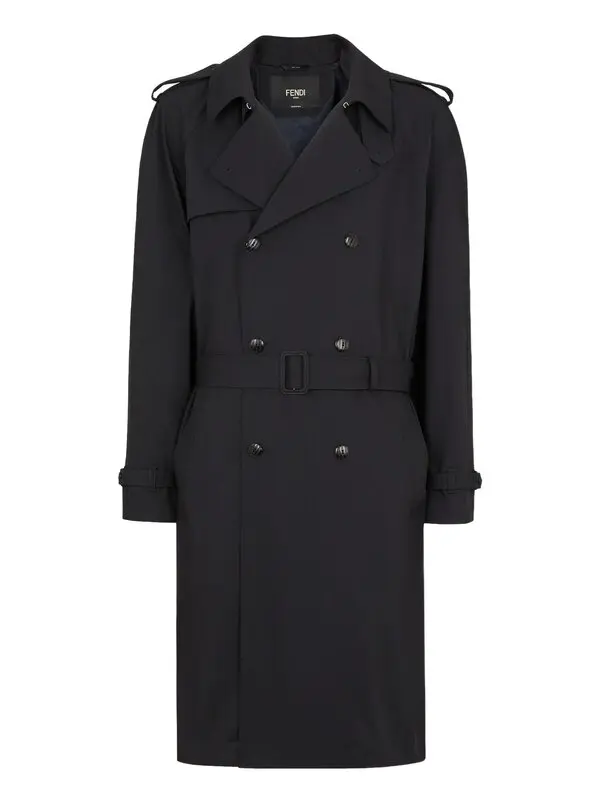 Fendi Double Breasted Belted Coat - Black