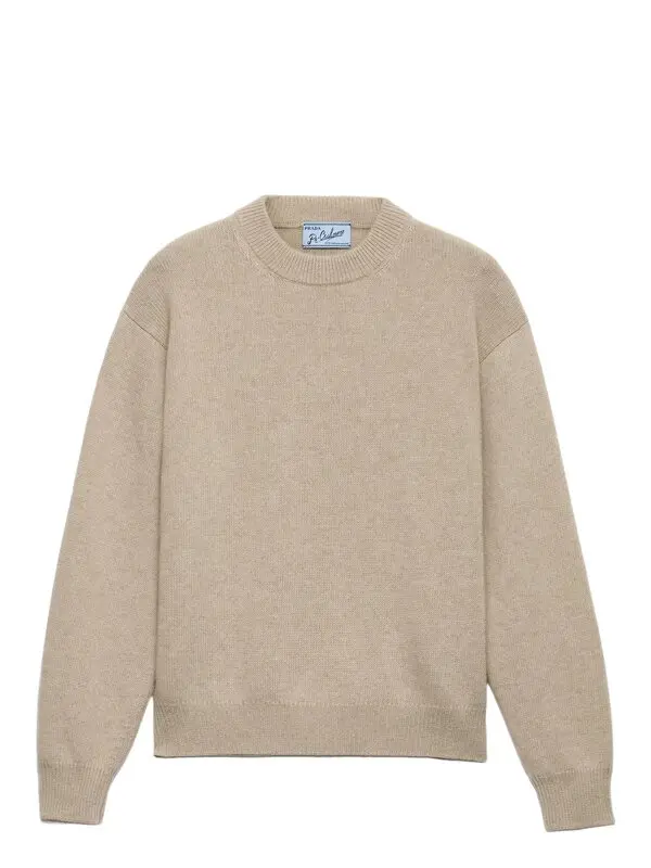 Prada Long-sleeved Crewneck Jumper In Regenerated Cashmere - Nude