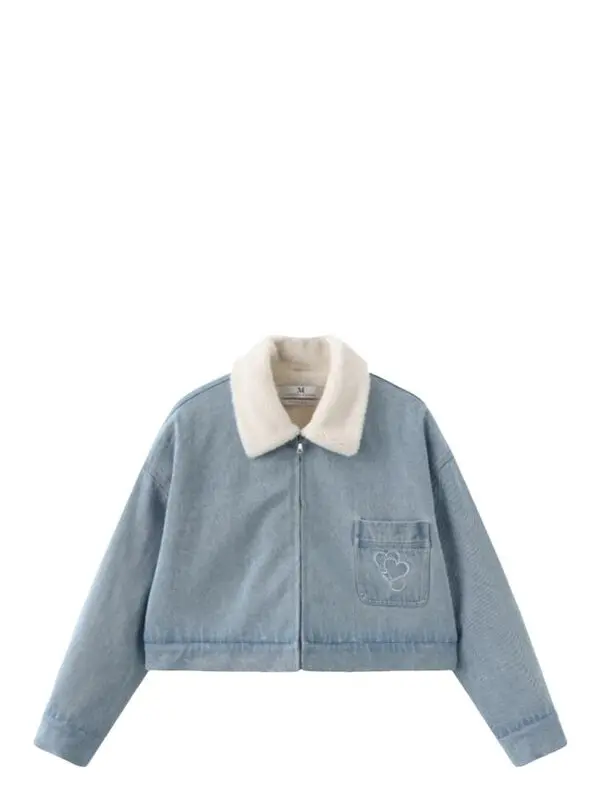 Marissa Chiara Long-sleeved Denim Jacket With Lapel Collar - Blue