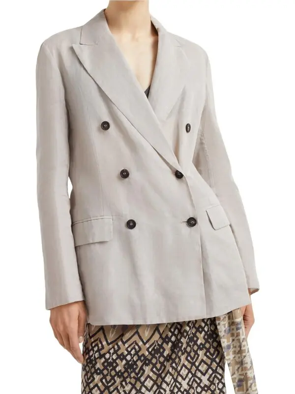Brunello Cucinelli Double-breasted Cotton Blazer - Multicolor