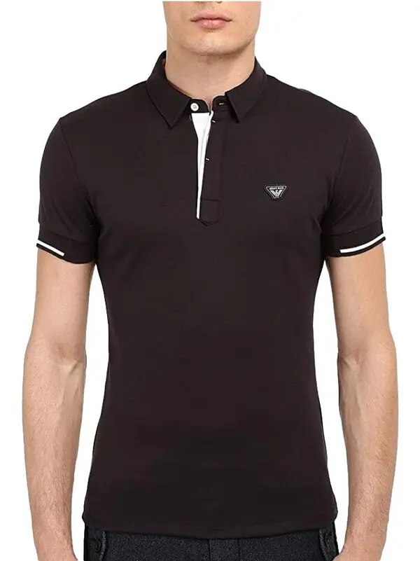 Emporio Armani Logo Details Polo Shirt - Black