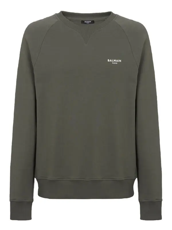 Balmain Long Sleeve Logo Sweater - Khaki