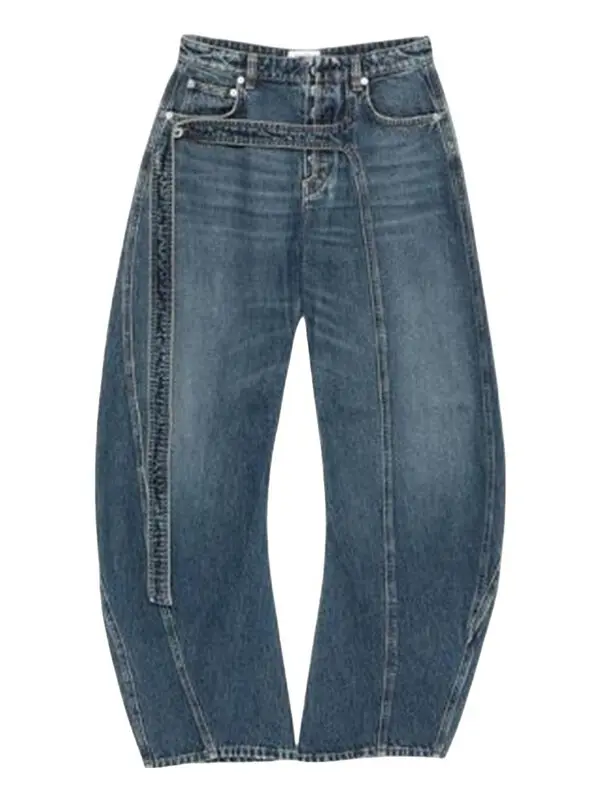 JEAN PAUL GAULTIER Low-rise Denim Trousers With Lace-up Detail - Blue