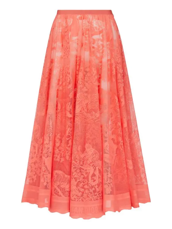 Dior Flared Midi Skirt - Pink