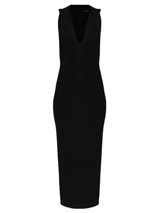 Balmain Deep V-neckline Sleeveless Dress - Black