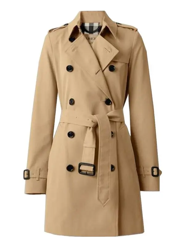 Burberry Belted Double Breasted Trench Coat With Iconic Check Lining - Nude