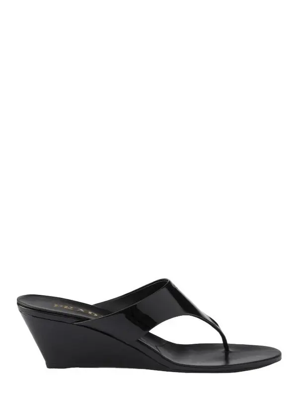 Prada Wedge Thong Sandals - Black