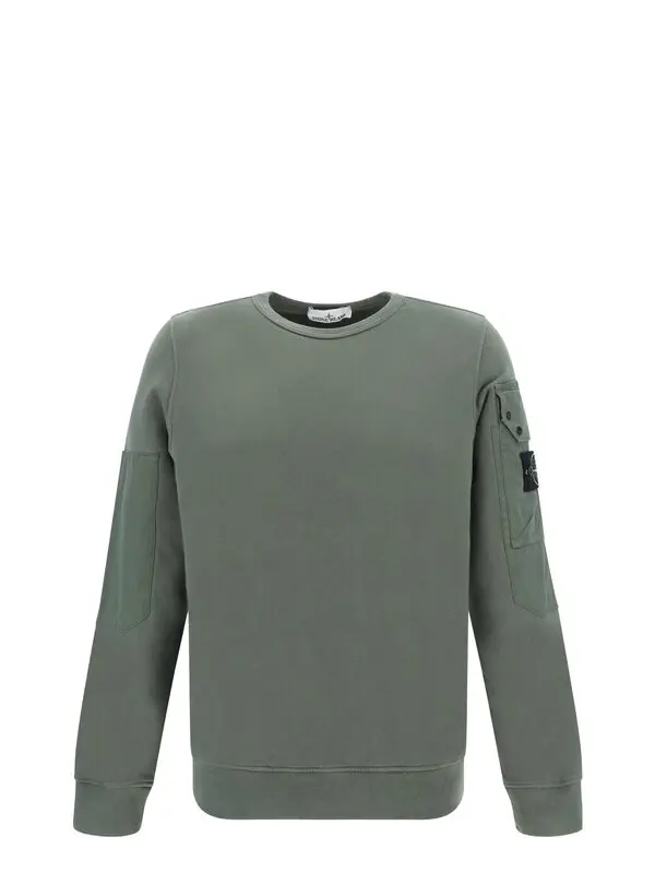 Stone Island Crewneck Sweatshirt With Logo Patch - Moss Green