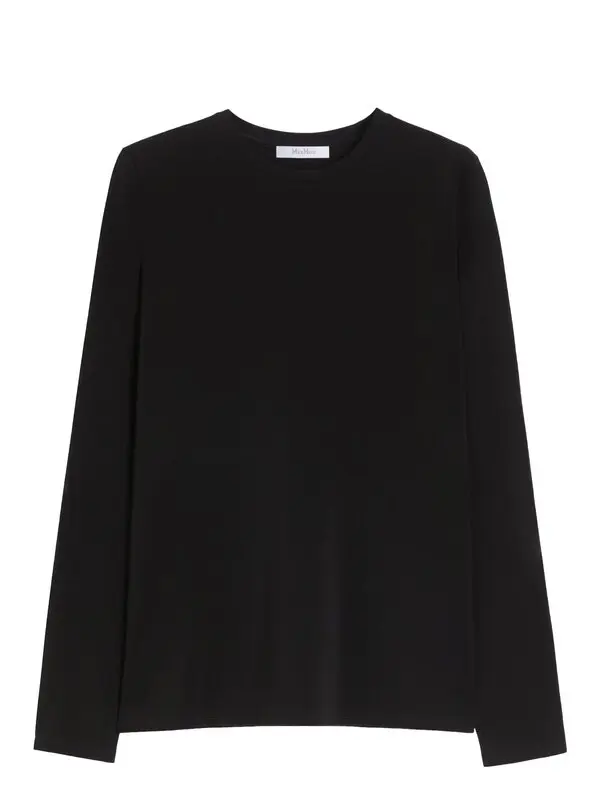 Max Mara Viscose Mesh T-shirt With Crewneck And Long Raglan Sleeves - Black