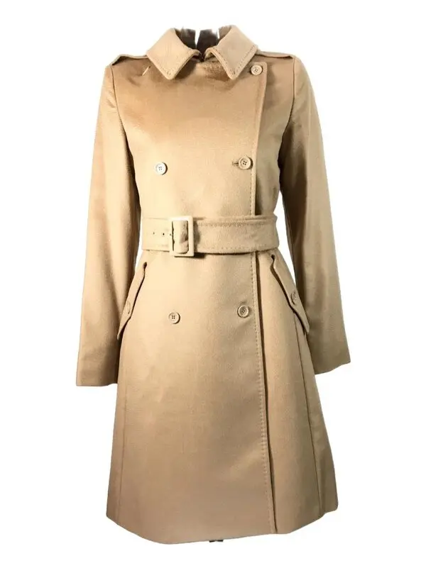 Max Mara Long Sleeved Lapel Coat - Nude