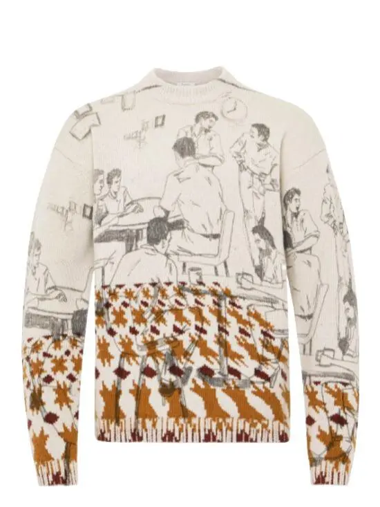 J.W.ANDERSON Graphic-houndstooth Sweater - Dove-grey