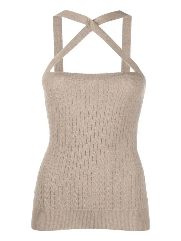 PATOU Cable Knit Halterneck Top - Nude