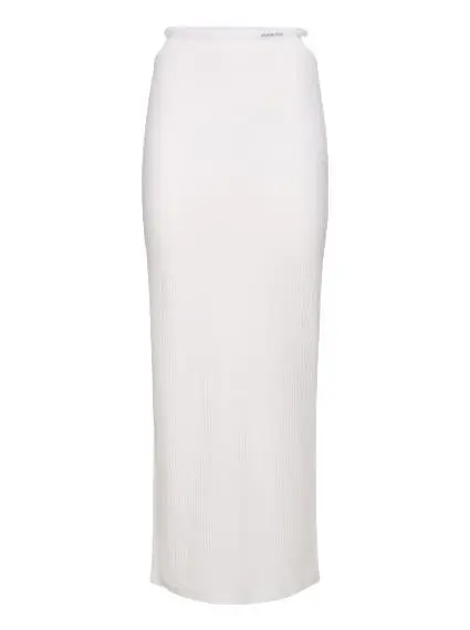 Alexander Wang Ribbed Knit Maxi Skirt With Cutouts - White