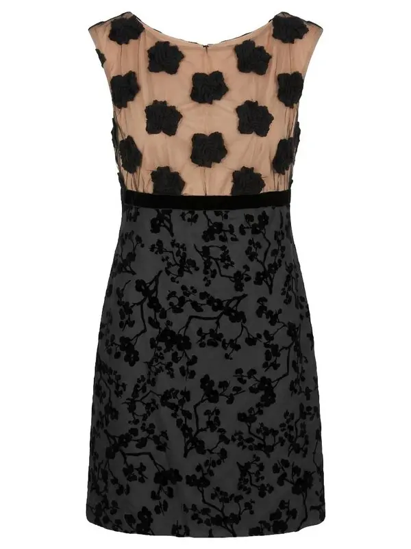 Max Mara Sleeveless Dress With Floral Appliqu - Black