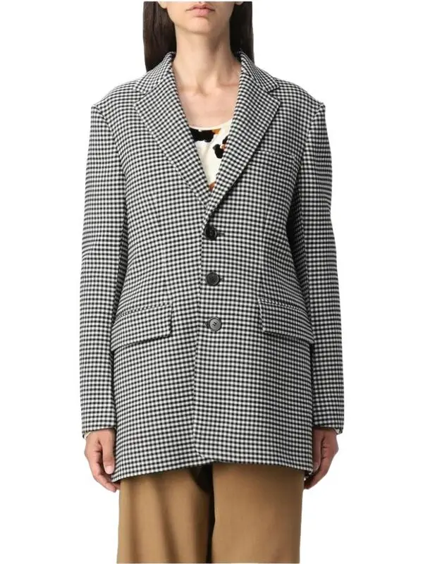 Marni Checked Single-breasted Blazer - Gray