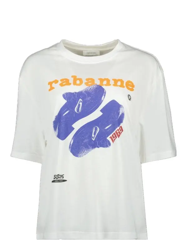 Rabanne Graphic Print Crewneck T-shirt - White