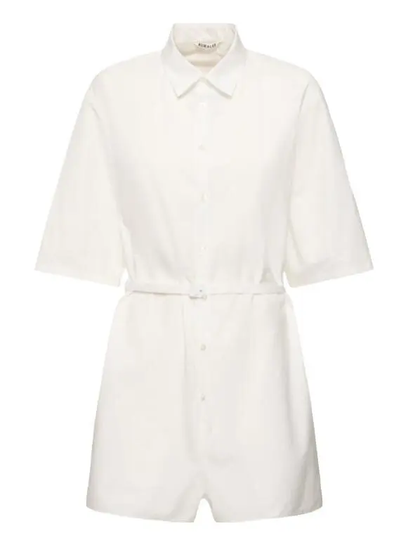 Auralee Button-down Bodysuit With Belt - White