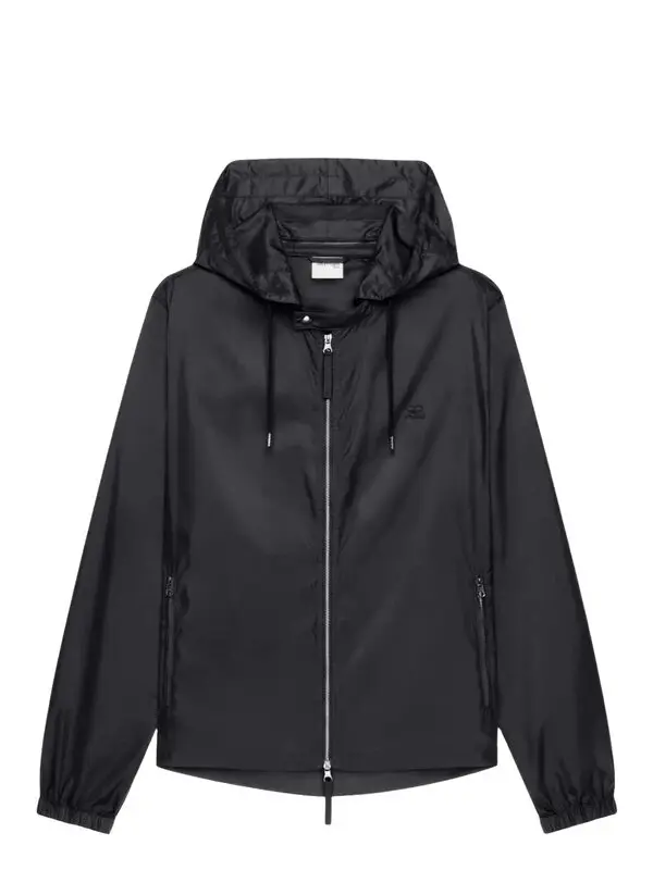 COURREGES Courrèges Drawstring Hooded Windbreaker - Black